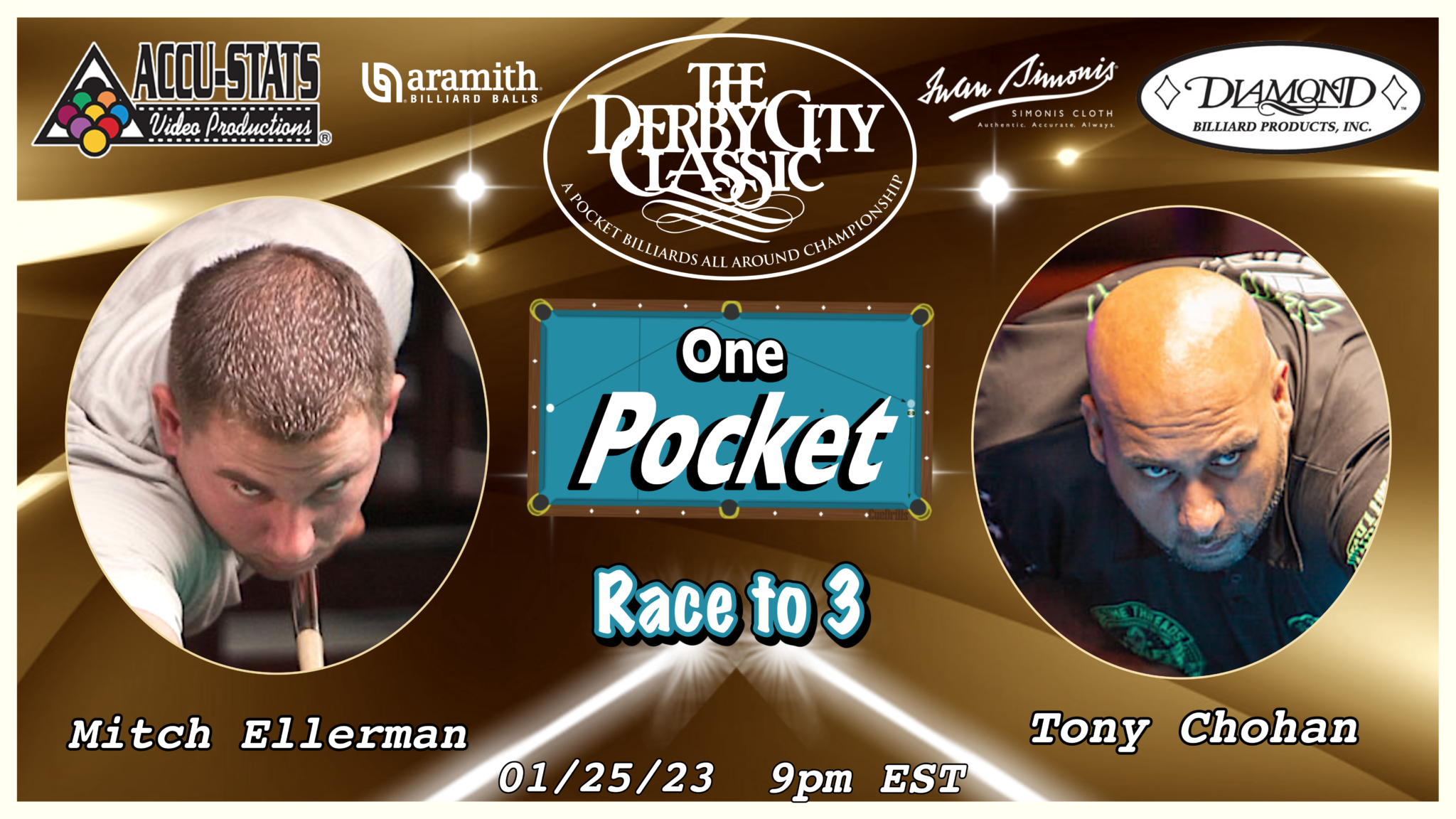 Mitch Ellerman vs Tony Chohan One-Pocket Race to 3 from Accu-Stats Arena - Accu-Stats Live