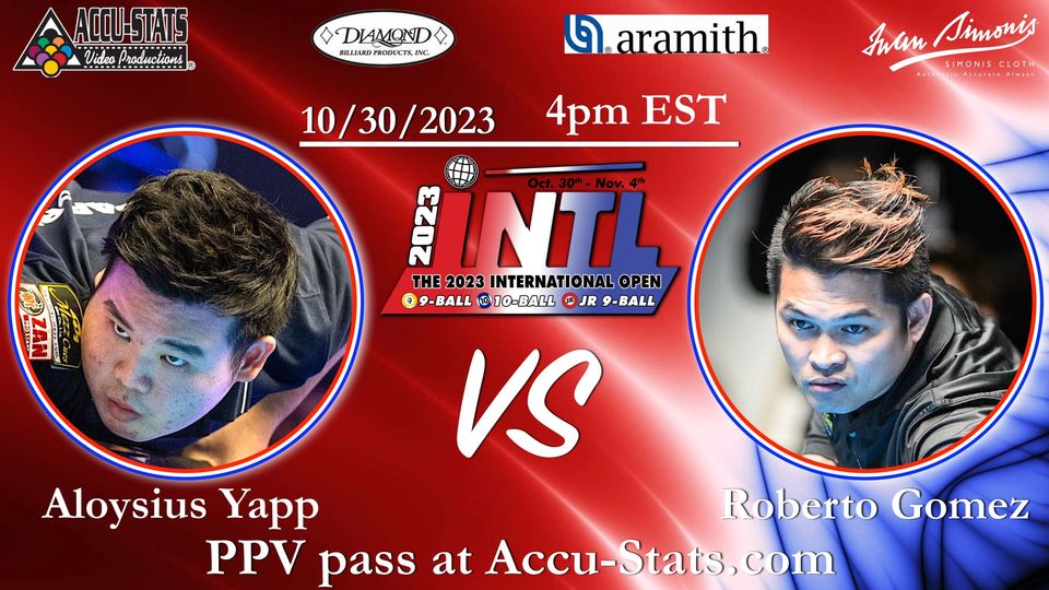Aloysius Yapp vs Roberto Gomez 10-Ball from Feature Match #4 - Accu ...