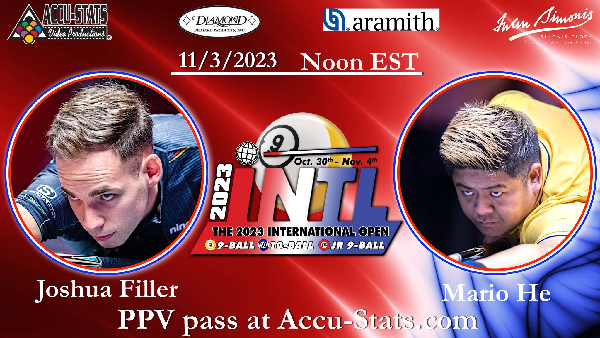 Joshua Filler vs Mario He 9-Ball from Feature Match #2 - Accu-Stats Live