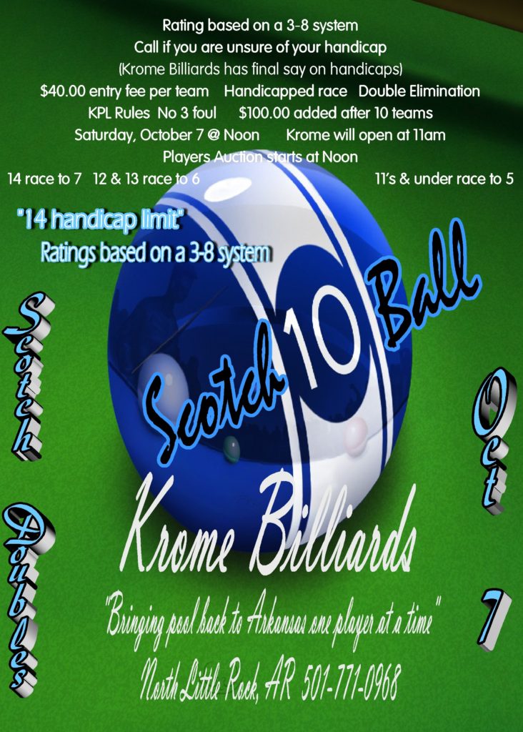scotch doubles 10 ball H14 sept - Krome Billiards