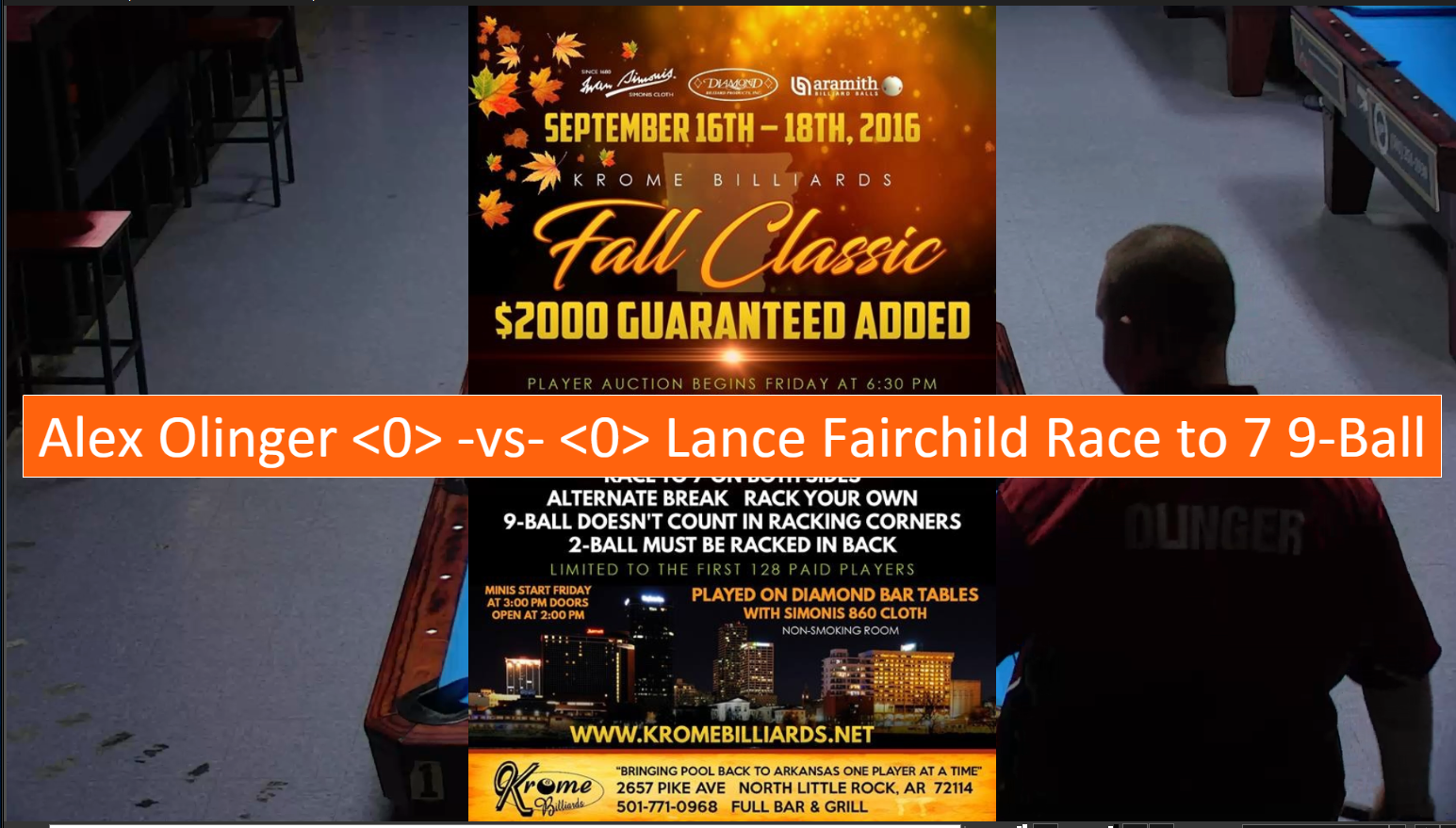 Alex Olinger -vs- Lance Fairchild - Krome Billiards