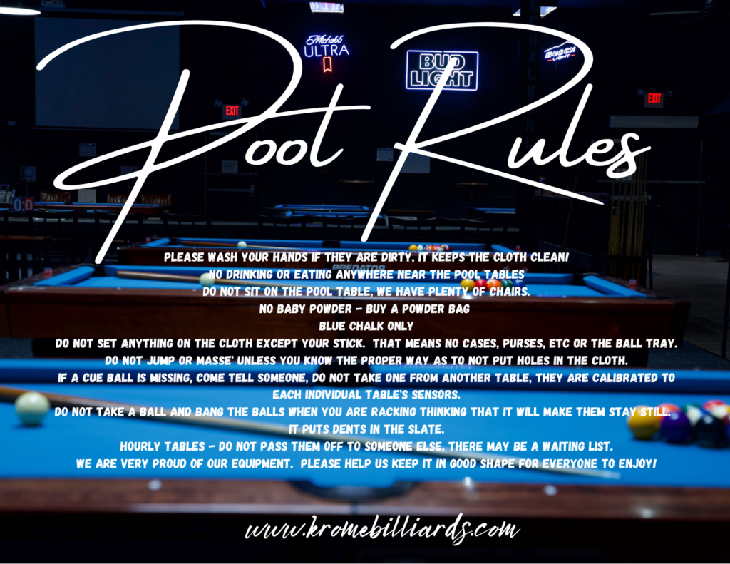 pool rules 2021 - Krome Billiards