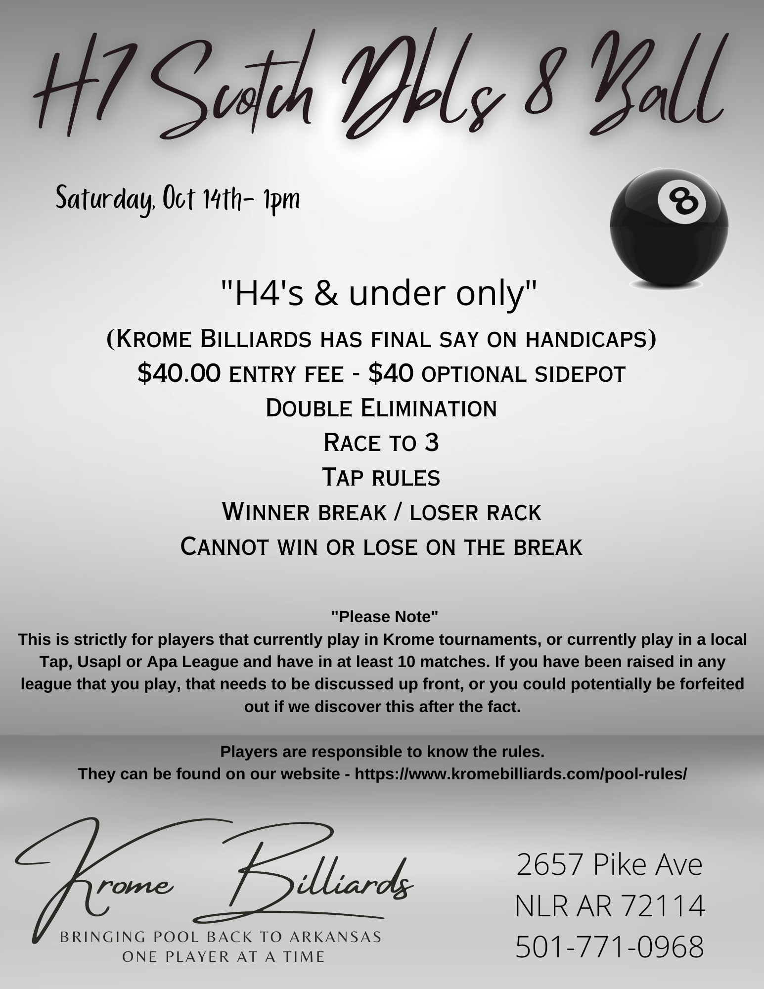 H7 scotch dble - Krome Billiards