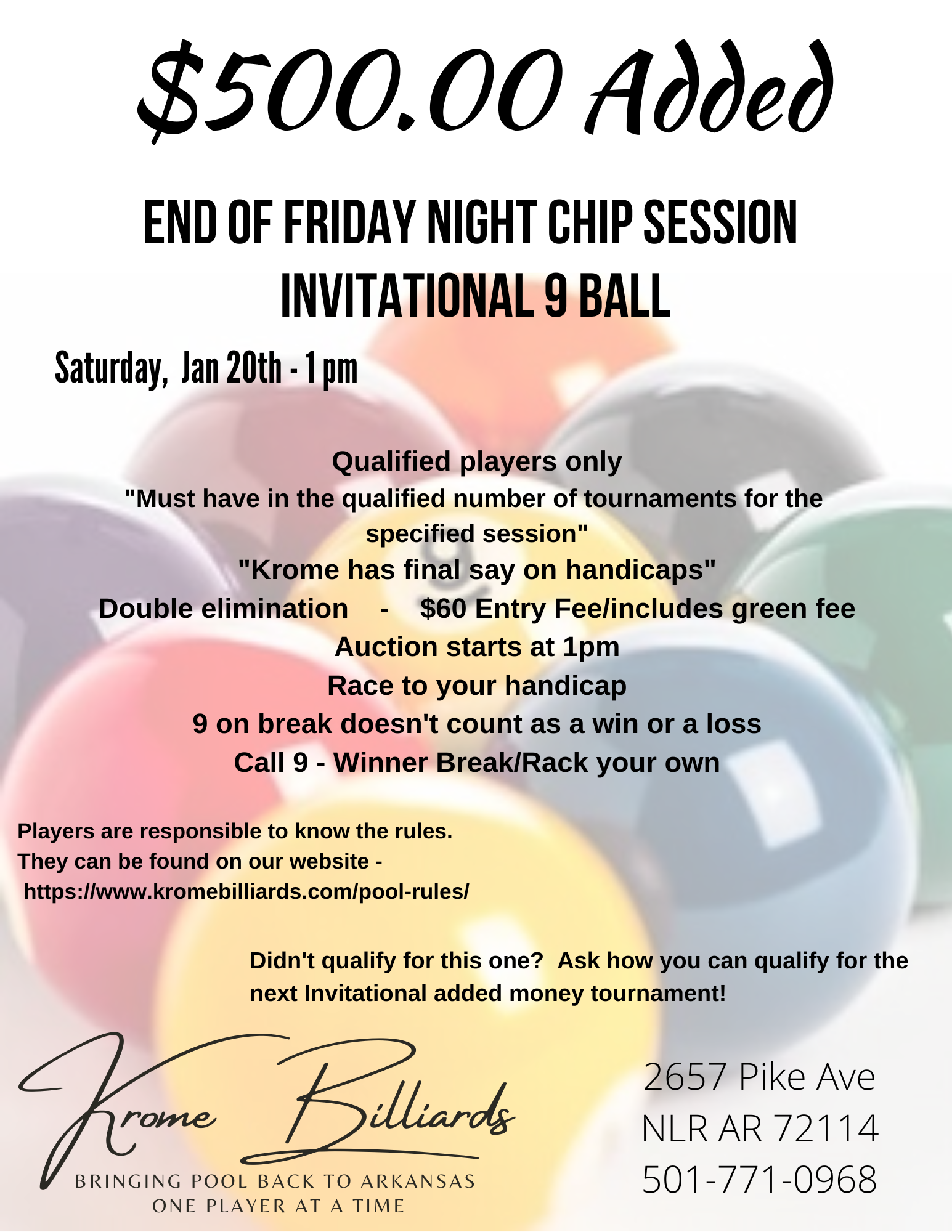 Krome Pool Tournaments